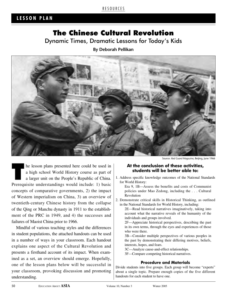 Chinese Cultural Revolution Lesson Plan for High School