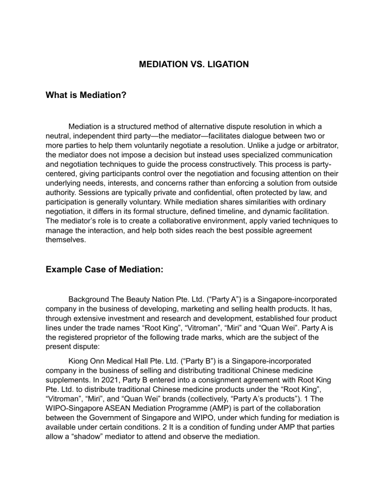 Mediation Case Study: Trademark & Copyright Dispute Resolution