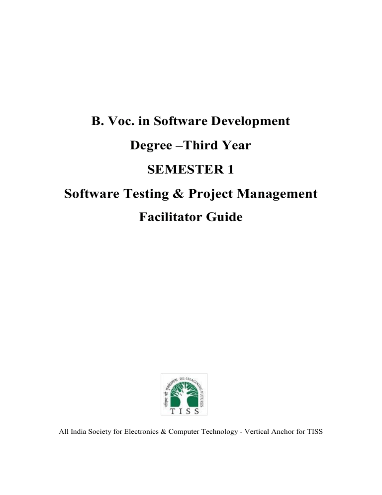 Software Testing & Project Management Facilitator Guide | B. Voc. 3rd Year