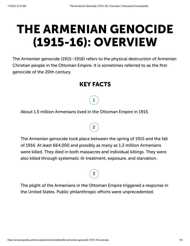 Armenian Genocide (1915-16) Overview | History & Key Facts