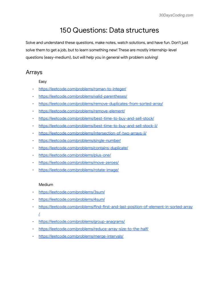150 Data Structures & Algorithms LeetCode Questions | Study Guide