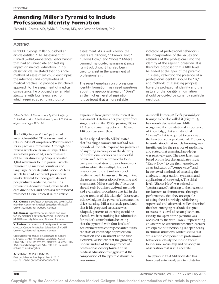 Amending Miller's Pyramid: Professional Identity Formation in Medical ...
