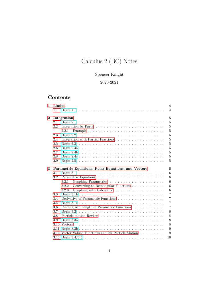 Calculus 2 BC Notes