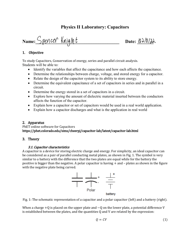 Physics II Lab: Capacitors - Experiment & Theory