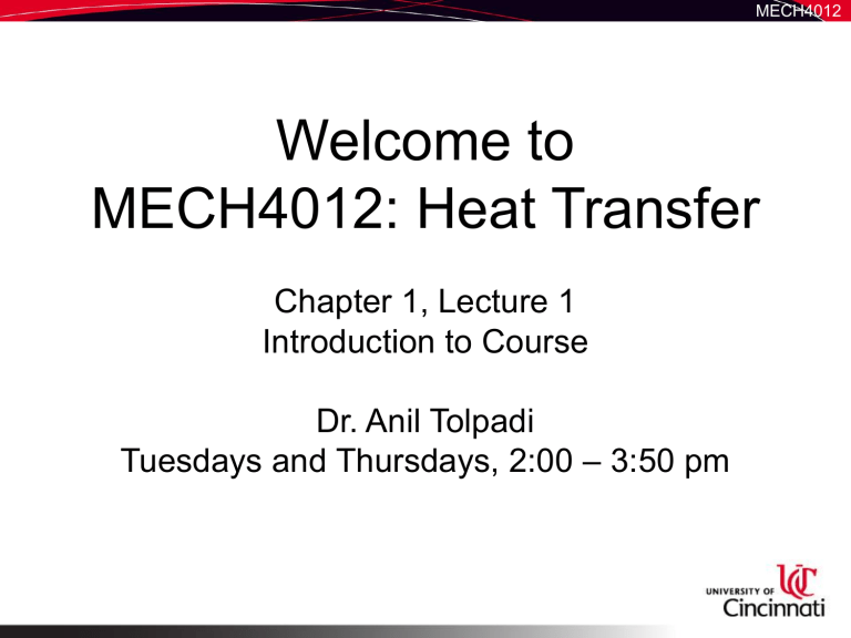 MECH4012 Heat Transfer Course Introduction