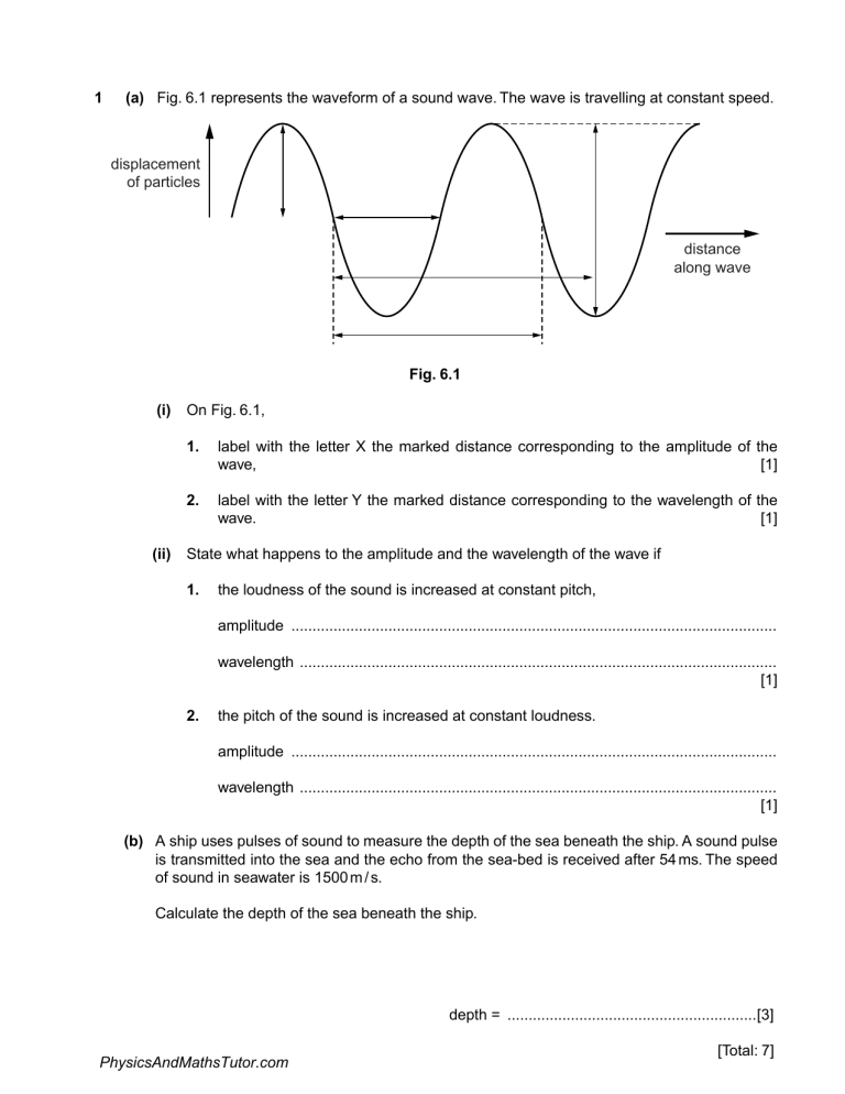 Physics Sound Waves Worksheet: Amplitude, Wavelength, Echoes