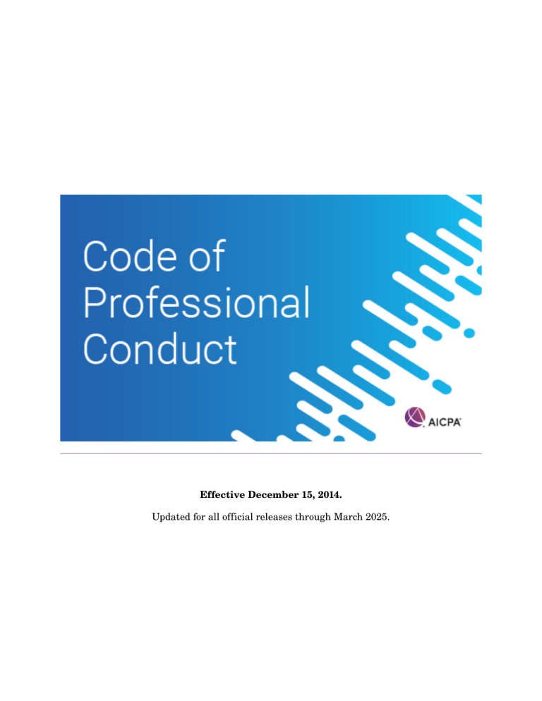 AICPA Code of Professional Conduct - Ethical Standards for Accountants