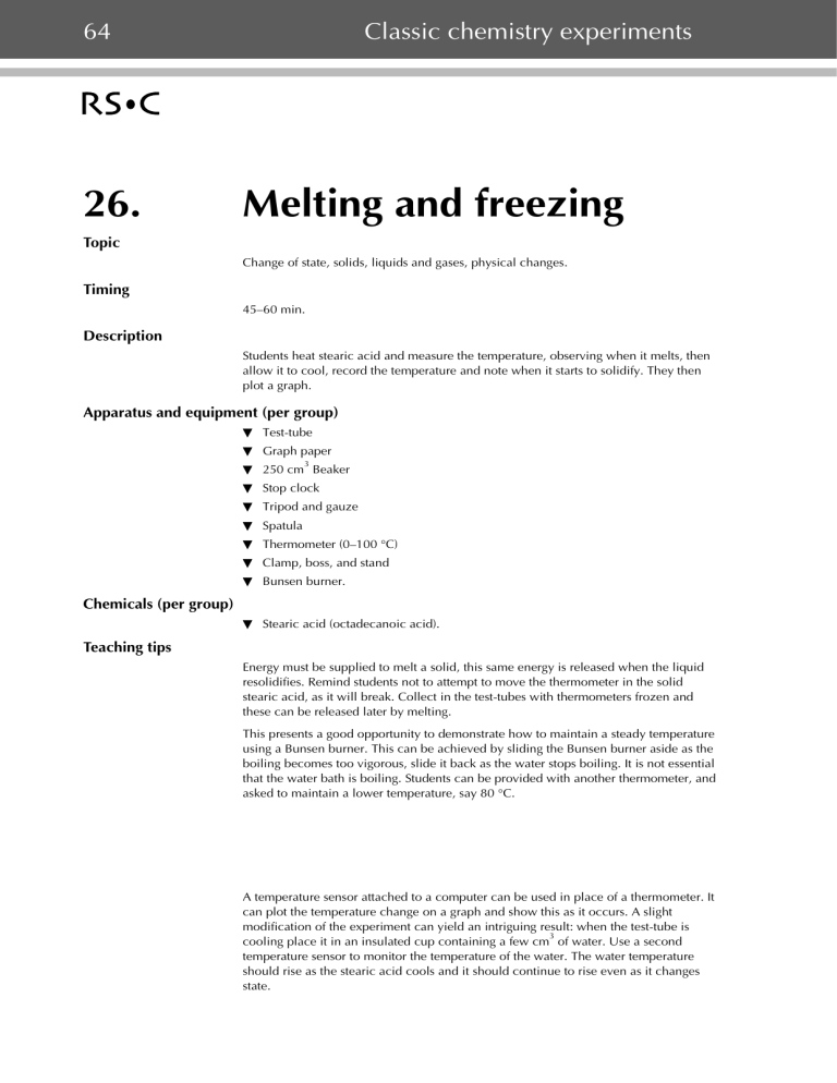 Melting and Freezing: Classic Chemistry Experiment Guide