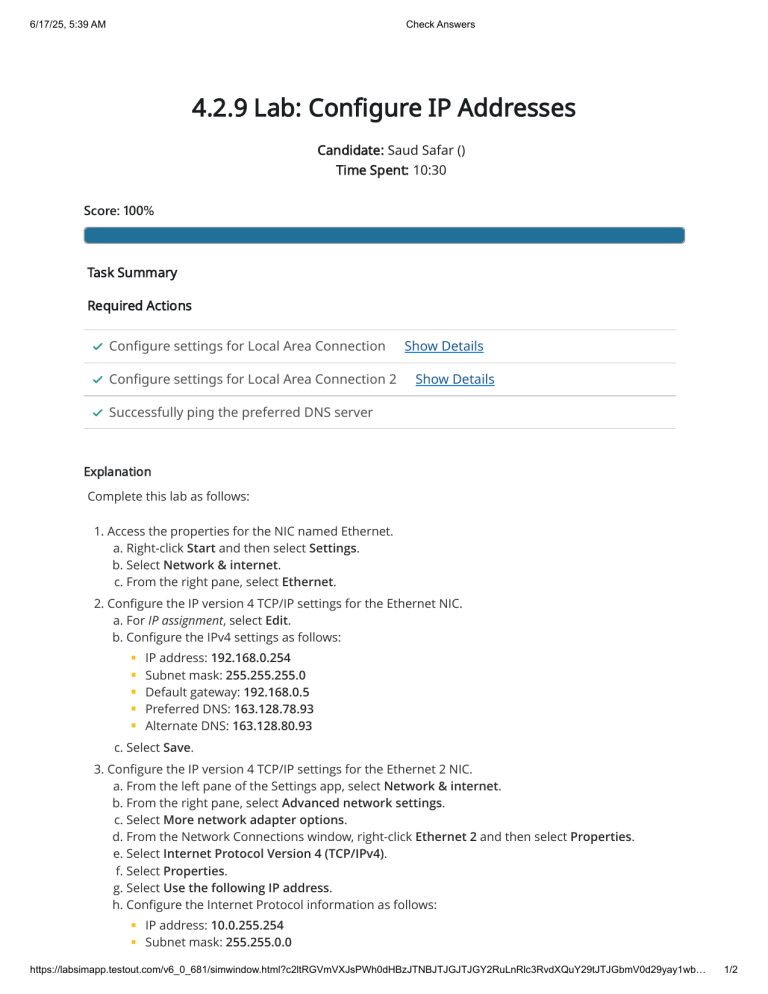 Configure IP Addresses Lab: Ethernet & DNS Settings Tutorial