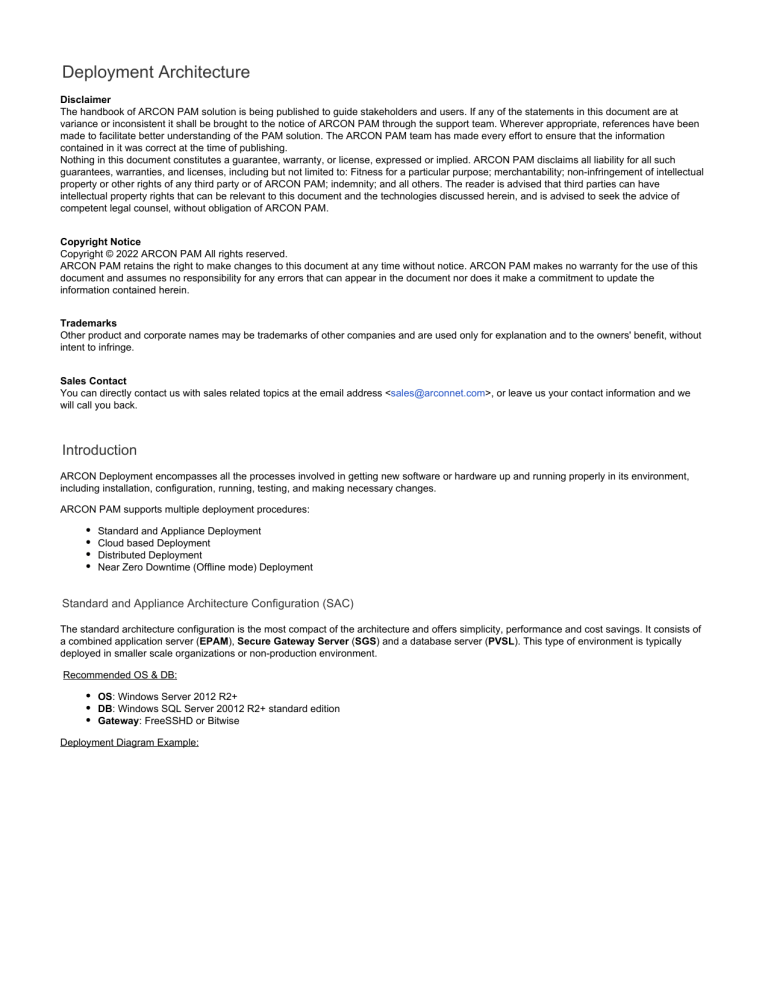 ARCON PAM Deployment Architecture Handbook