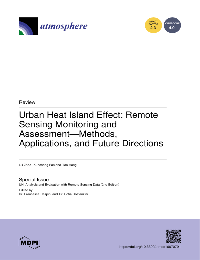Urban Heat Island Effect: Remote Sensing Monitoring & Assessment Review