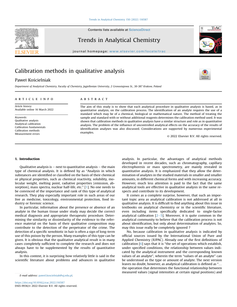 Calibration Methods in Qualitative Analysis: Fundamentals & Applications