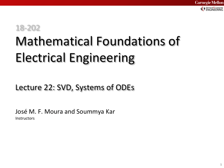 SVD & ODE Systems: Mathematical Foundations of Electrical Engineering
