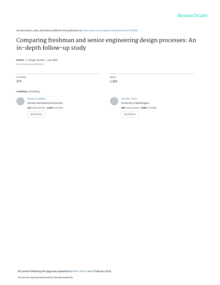 Engineering Design Processes: Freshman vs. Senior Study