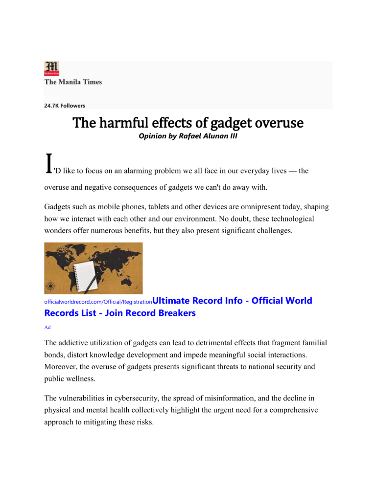 Gadget Overuse: Harmful Effects & Responsible Use