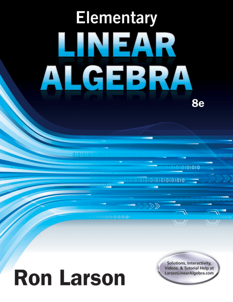 Elementary Linear Algebra 8e: Applications Index by Ron Larson