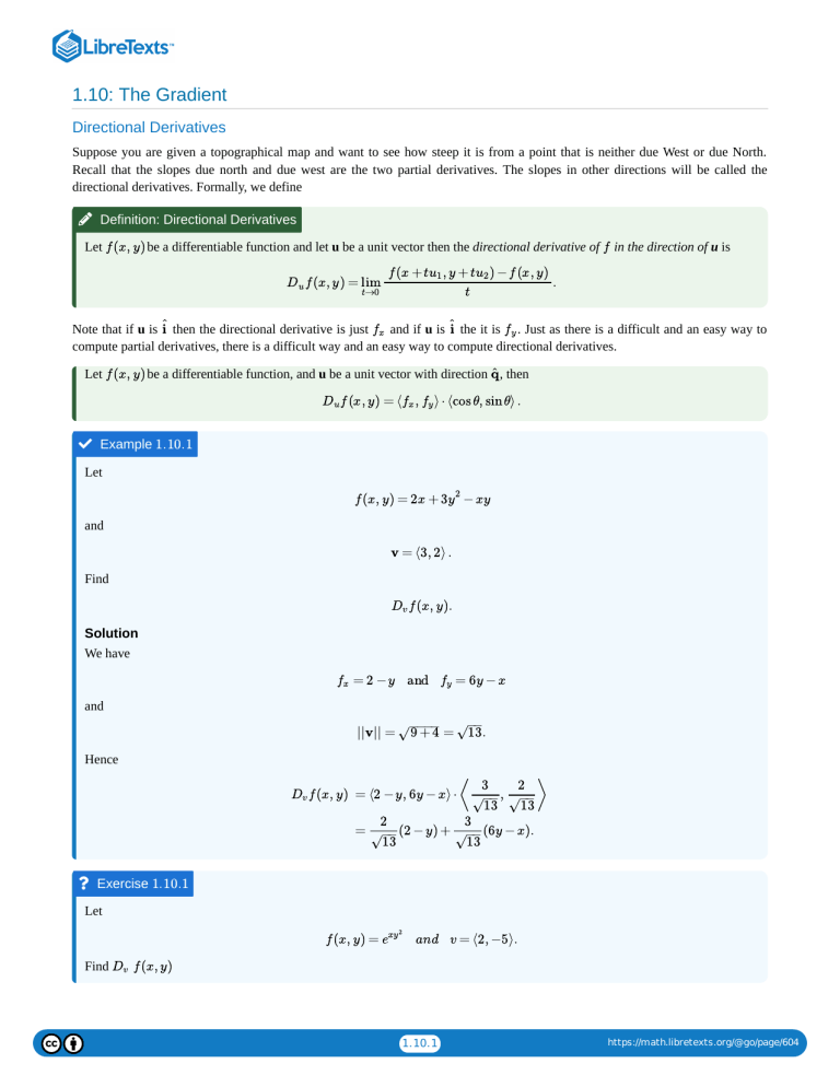 The Gradient & Directional Derivatives in Multivariable Calculus