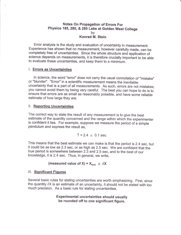 Error Propagation in Physics Labs: Uncertainty & Measurement Analysis
