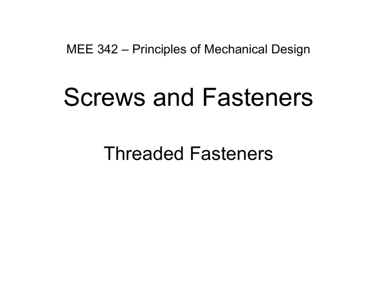 Mechanical Design: Screws & Threaded Fasteners Stiffness Analysis