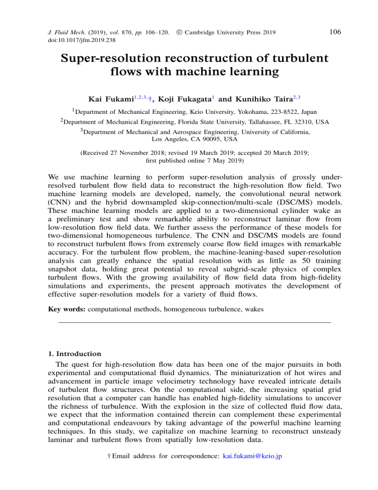 Super-Resolution of Turbulent Flows with Machine Learning
