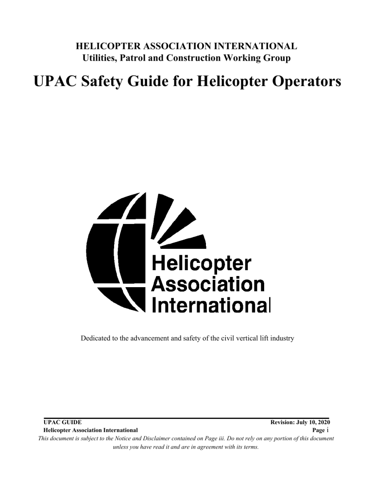 UPAC Safety Guide for Helicopter Operators: Utilities, Patrol ...