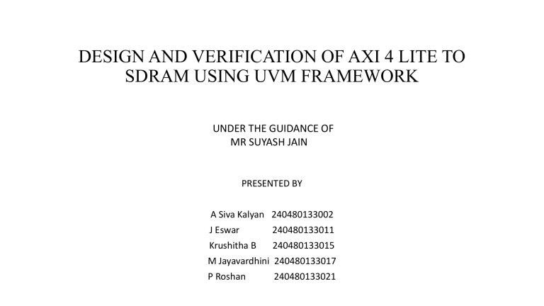 AXI 4 Lite to SDRAM Design & UVM Verification Framework