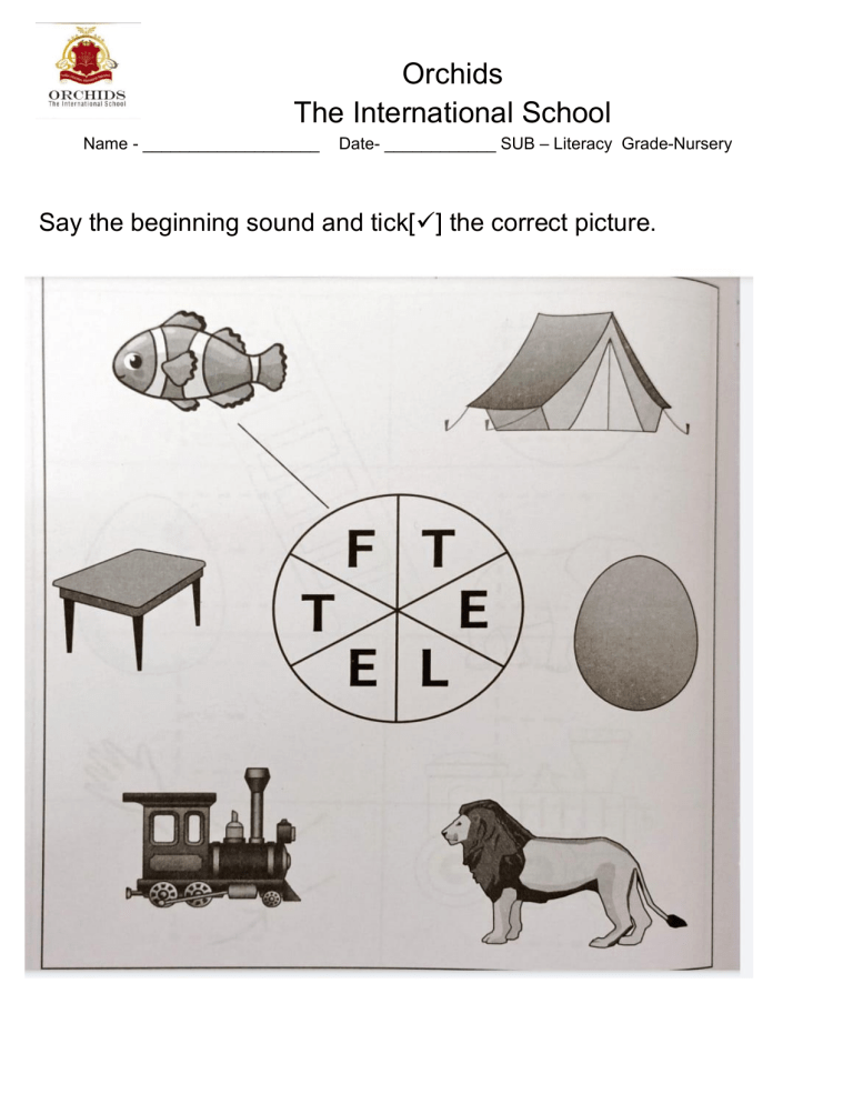 Nursery Literacy & Numeracy Worksheet - Orchids School