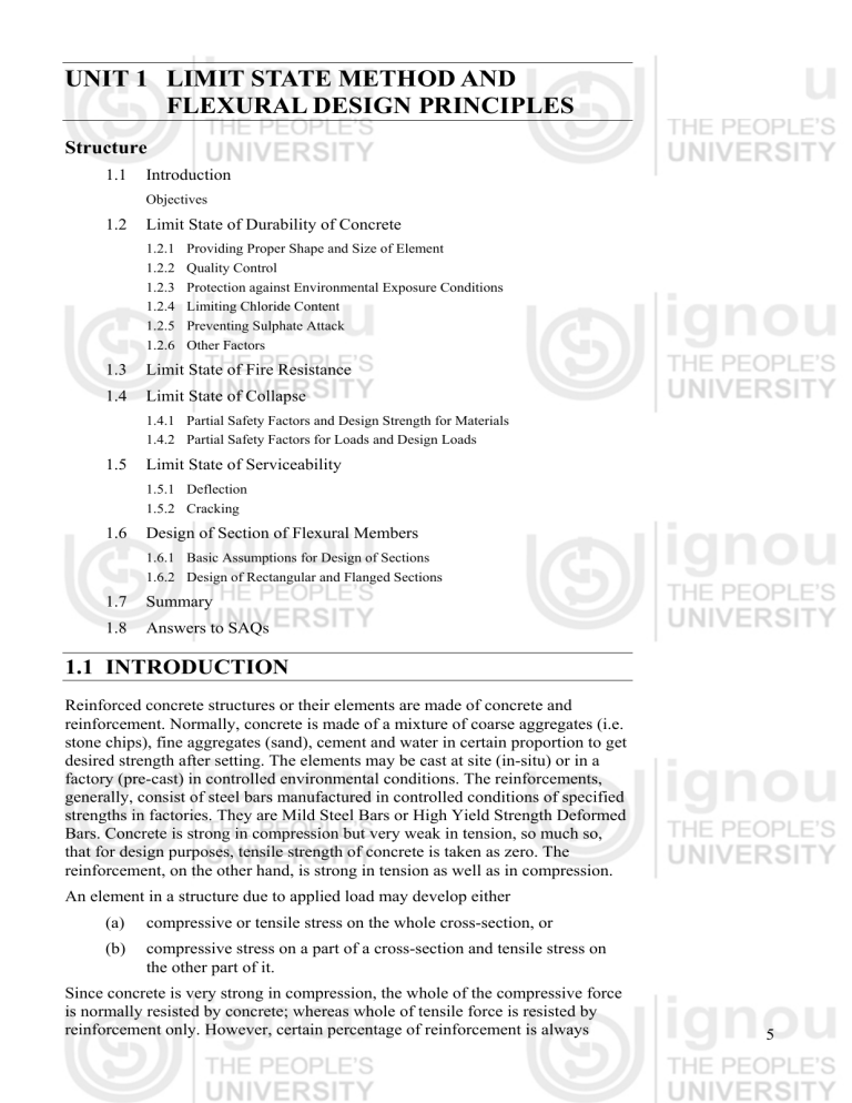 Limit State Method & Flexural Design Principles for RC Structures