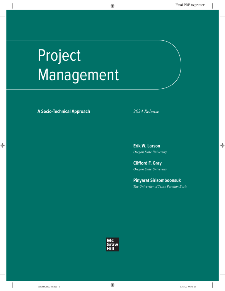 Project Management: A Socio-Technical Approach - Larson, Gray ...