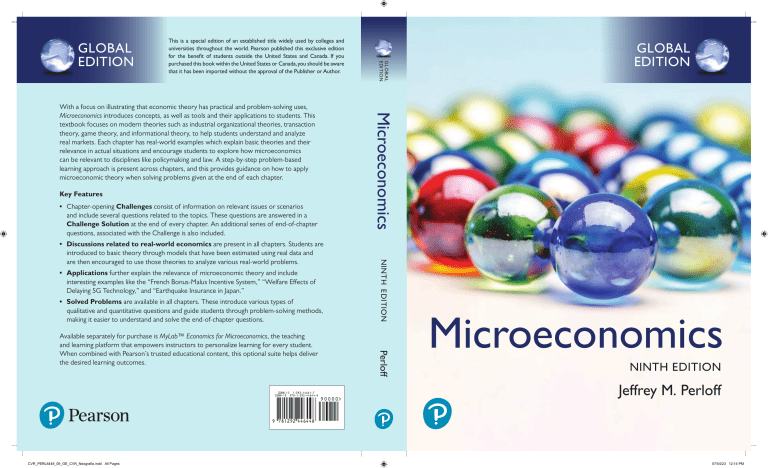 Microeconomics 9th Edition Global Edition by Jeffrey M. Perloff Textbook