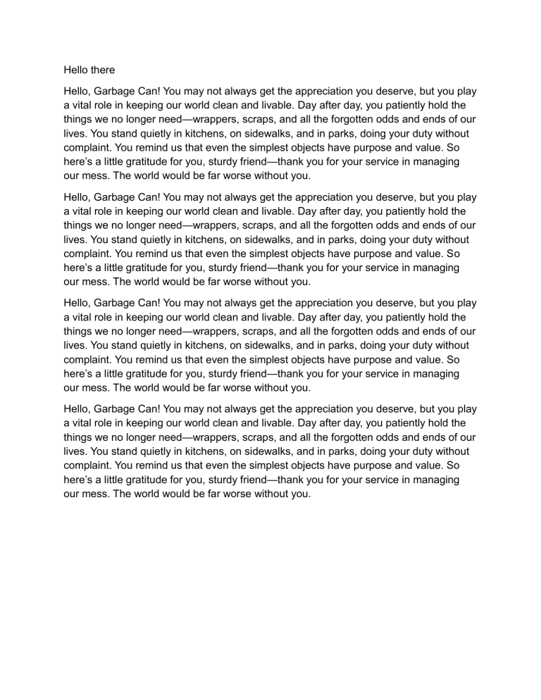 A Gratitude Note to the Humble Garbage Can: Appreciation for Service