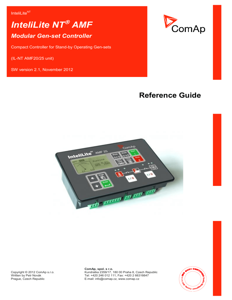 ComAp InteliLite NT AMF Modular Gen-set Controller Reference Guide