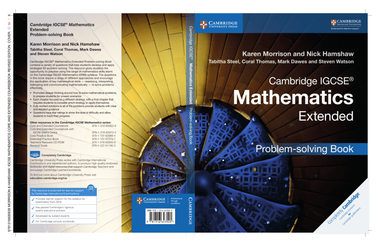 Cambridge IGCSE Mathematics Extended Problem-solving Book