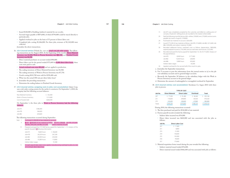 Job Order Costing: Accounting Problems and Solutions