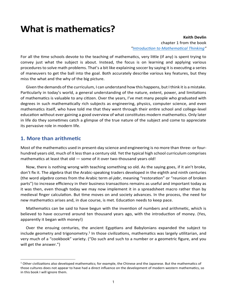 Keith Devlin: What is Mathematics? - Introduction to Mathematical Thinking