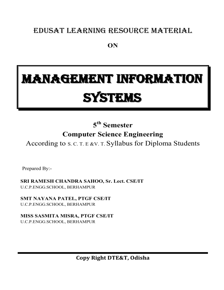 Management Information Systems Course Material