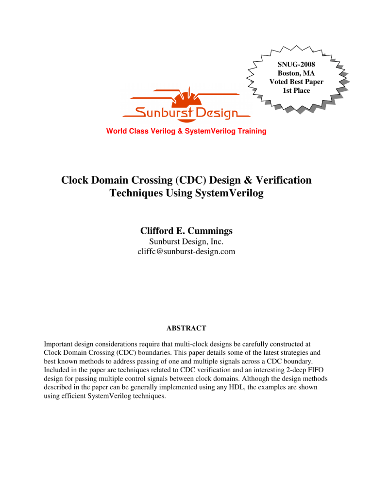 Clock Domain Crossing (CDC) Design & Verification with SystemVerilog