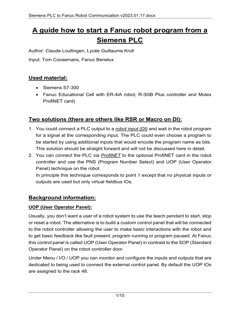 Siemens PLC to Fanuc Robot Communication Guide | ProfiNET & UOP