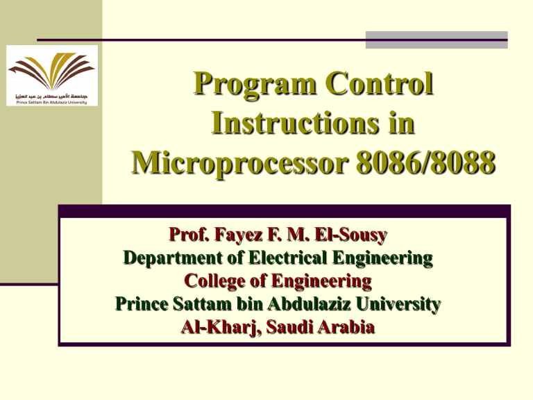8086/8088 Microprocessor Program Control Instructions & Jumps