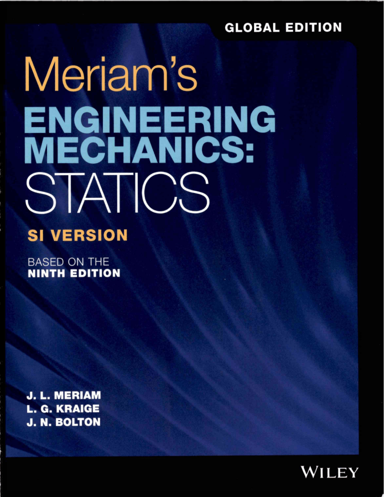 Meriam's Engineering Mechanics: Statics, 9th Ed. | SI Version Textbook