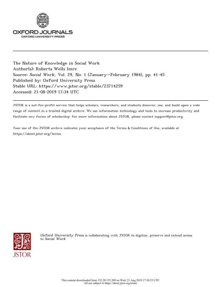 The Nature of Knowledge in Social Work: An Epistemological Analysis