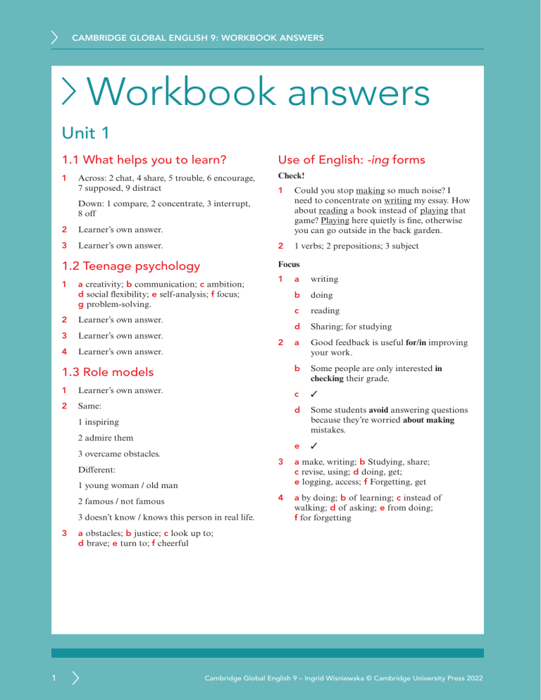 English Workbook Answer