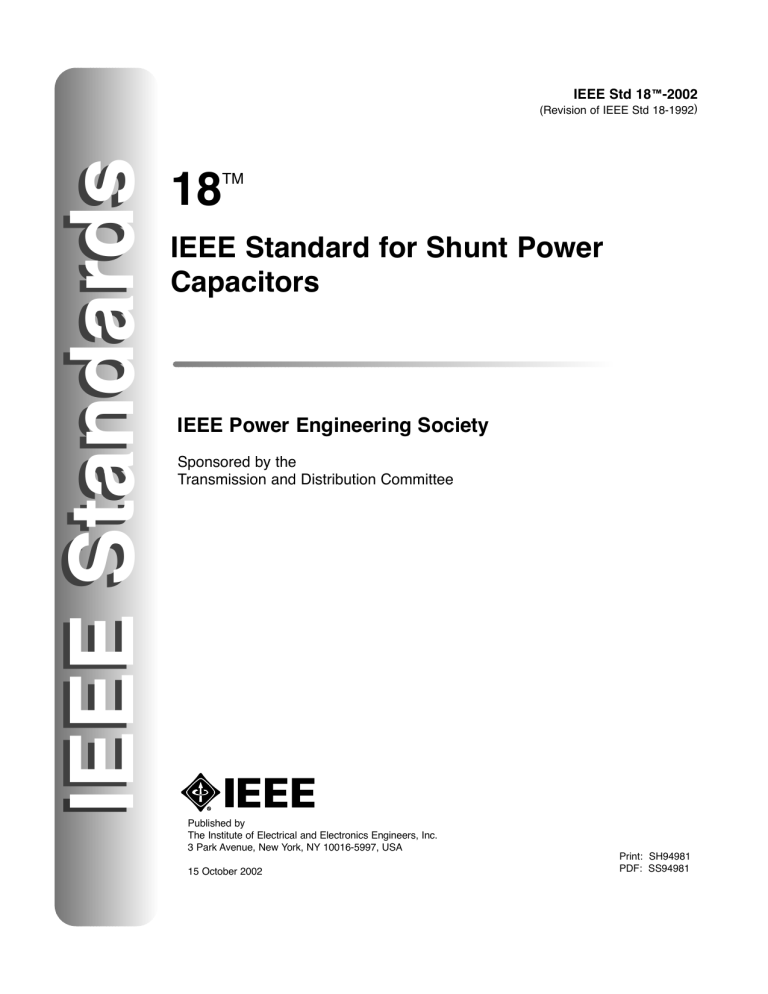 IEEE Standard for Shunt Power Capacitors