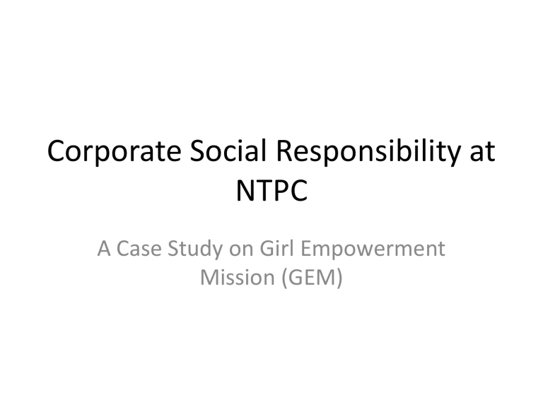 NTPC CSR: Girl Empowerment Mission (GEM) Case Study
