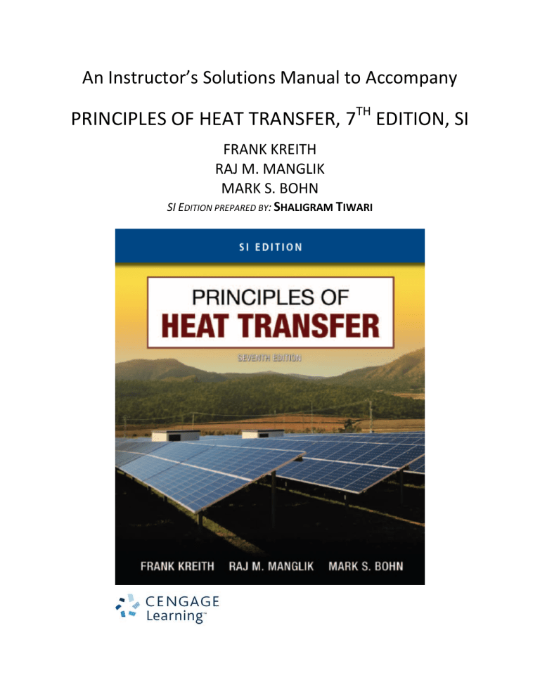 Heat Transfer Solutions Manual, 7th Ed, SI