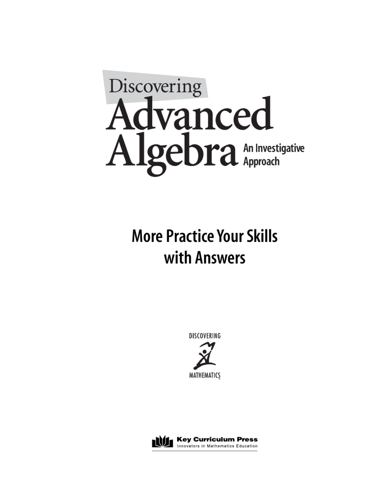 Discovering Advanced Algebra: Practice Workbook with Answers
