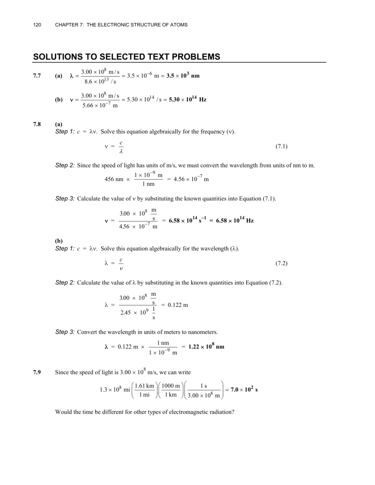 Chemistry: Atomic Structure Problem Solutions