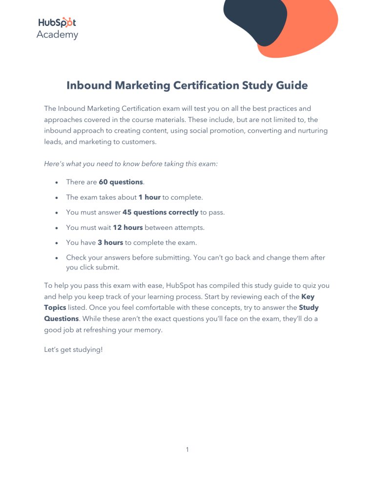 HubSpot Inbound Marketing Certification Exam Study Guide