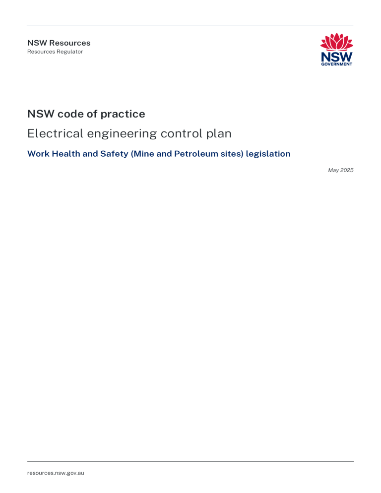 NSW Electrical Engineering Control Plan Code of Practice (May 2025)