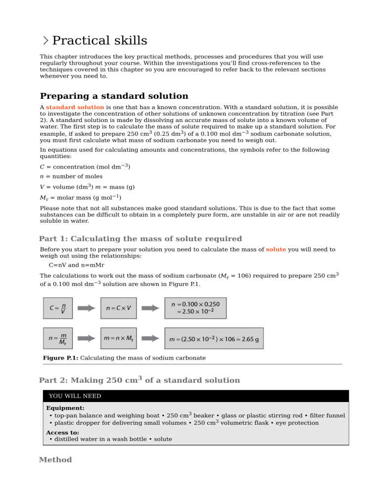 Chemistry Practical Skills: Standard Solutions & Titration Guide